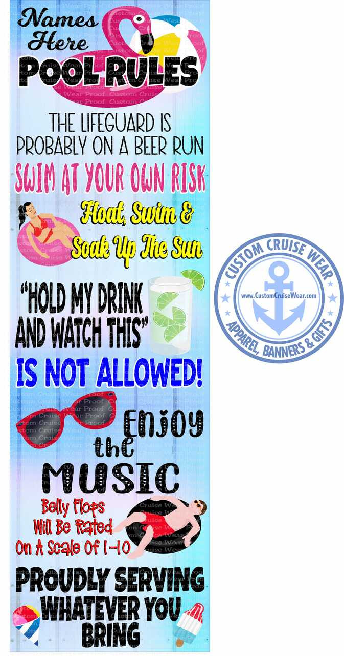 Pool Rules Banner - Custom Cruise Wear