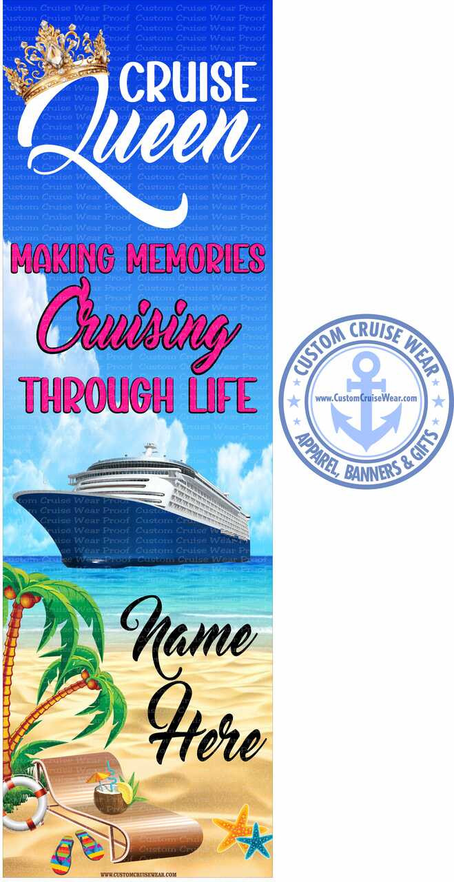 Cruise Queen with Beach Elements BANNER - Custom Cruise Wear