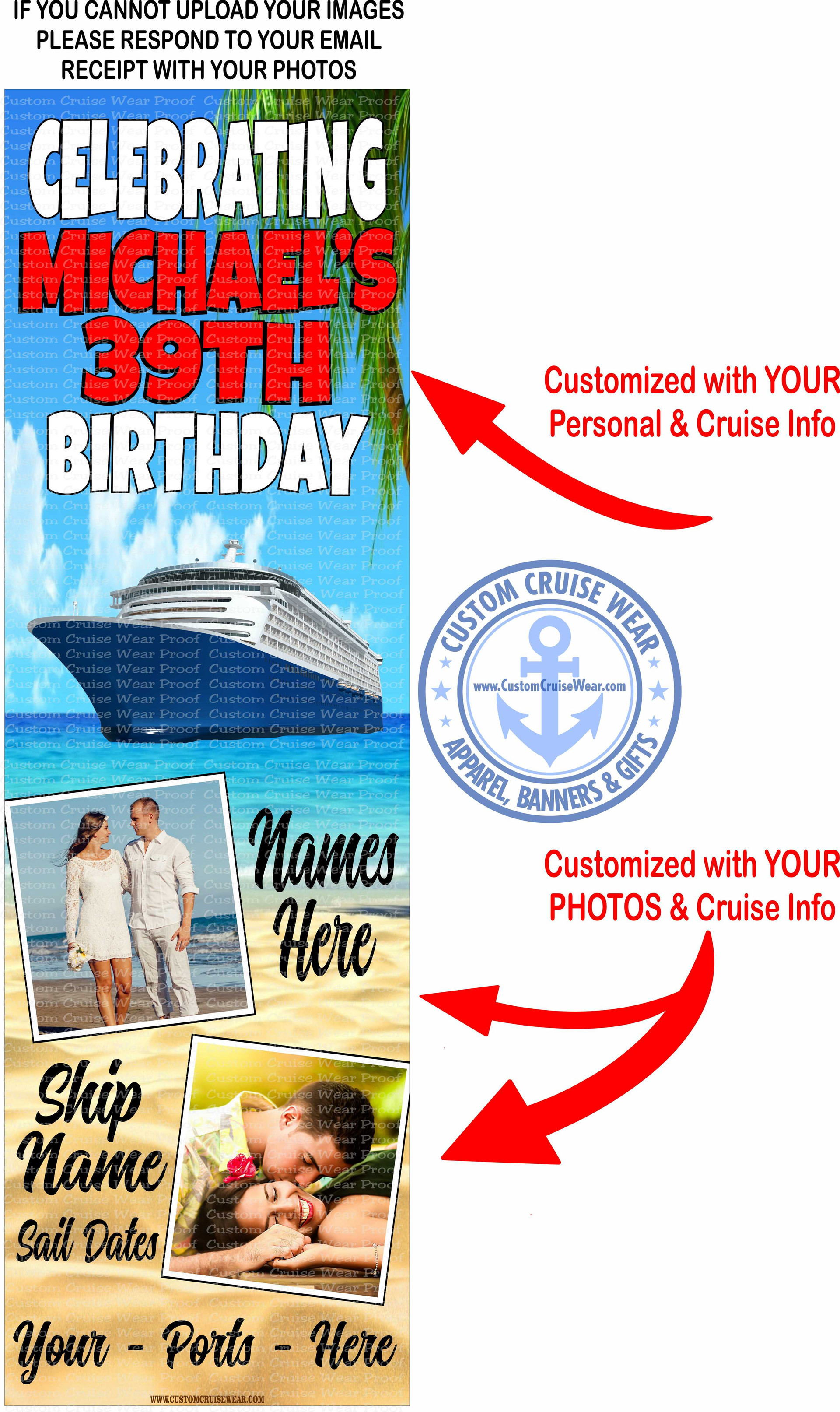 Birthday Cruise With Two Photos BANNER - Custom Cruise Wear