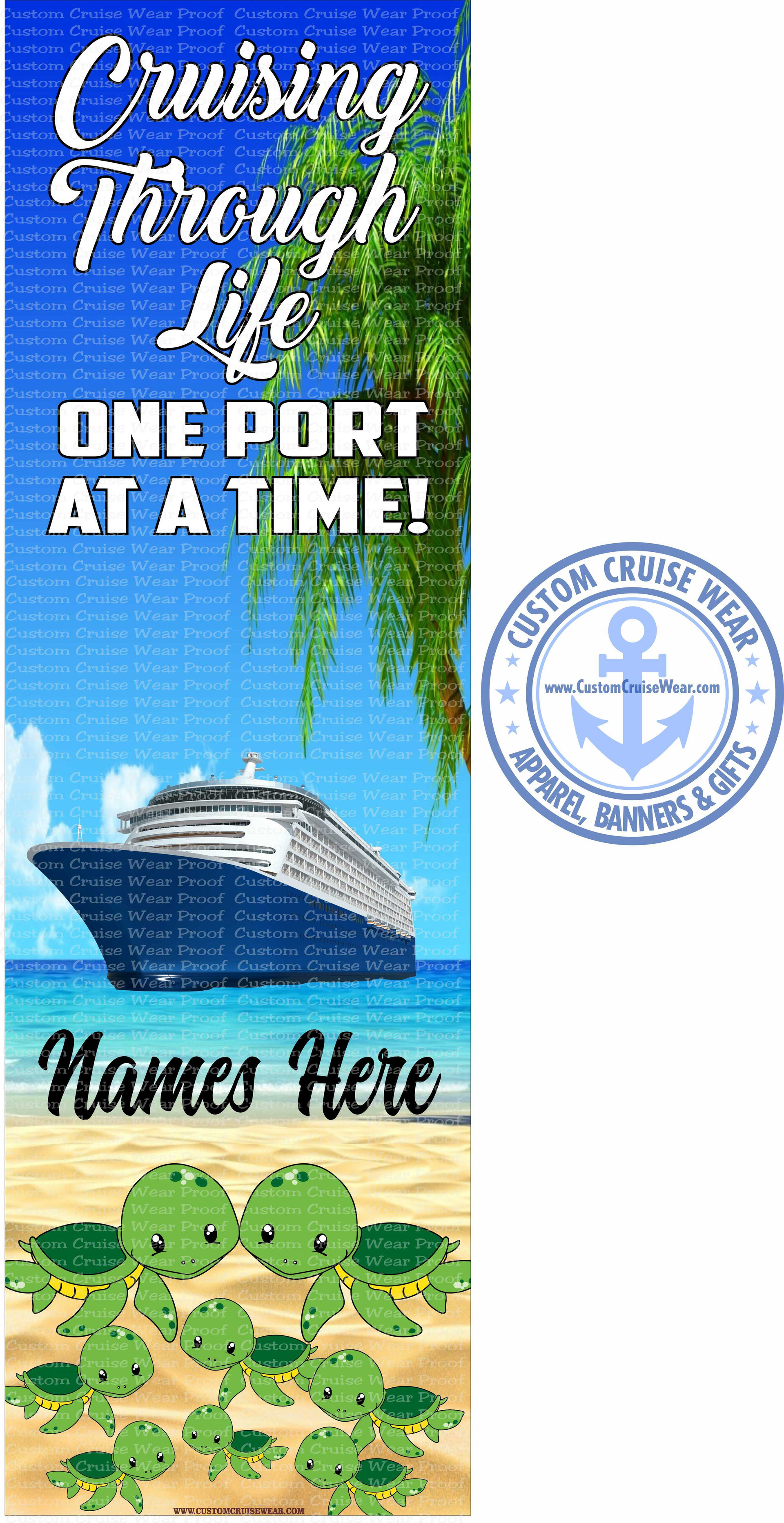 Cruising Through Life Cute Sea Turtle Family BANNER - Custom Cruise Wear