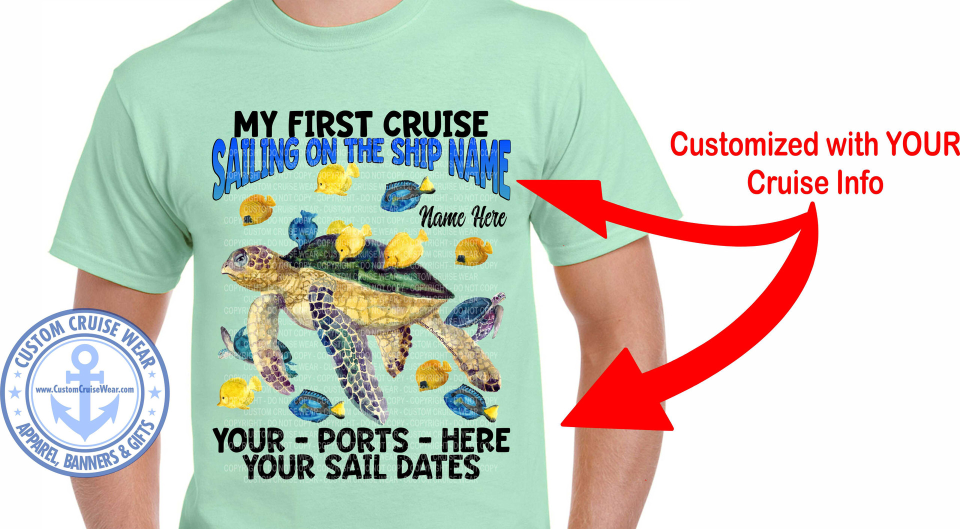 First Cruise Turtles and Fish Swimming - Custom Cruise Wear
