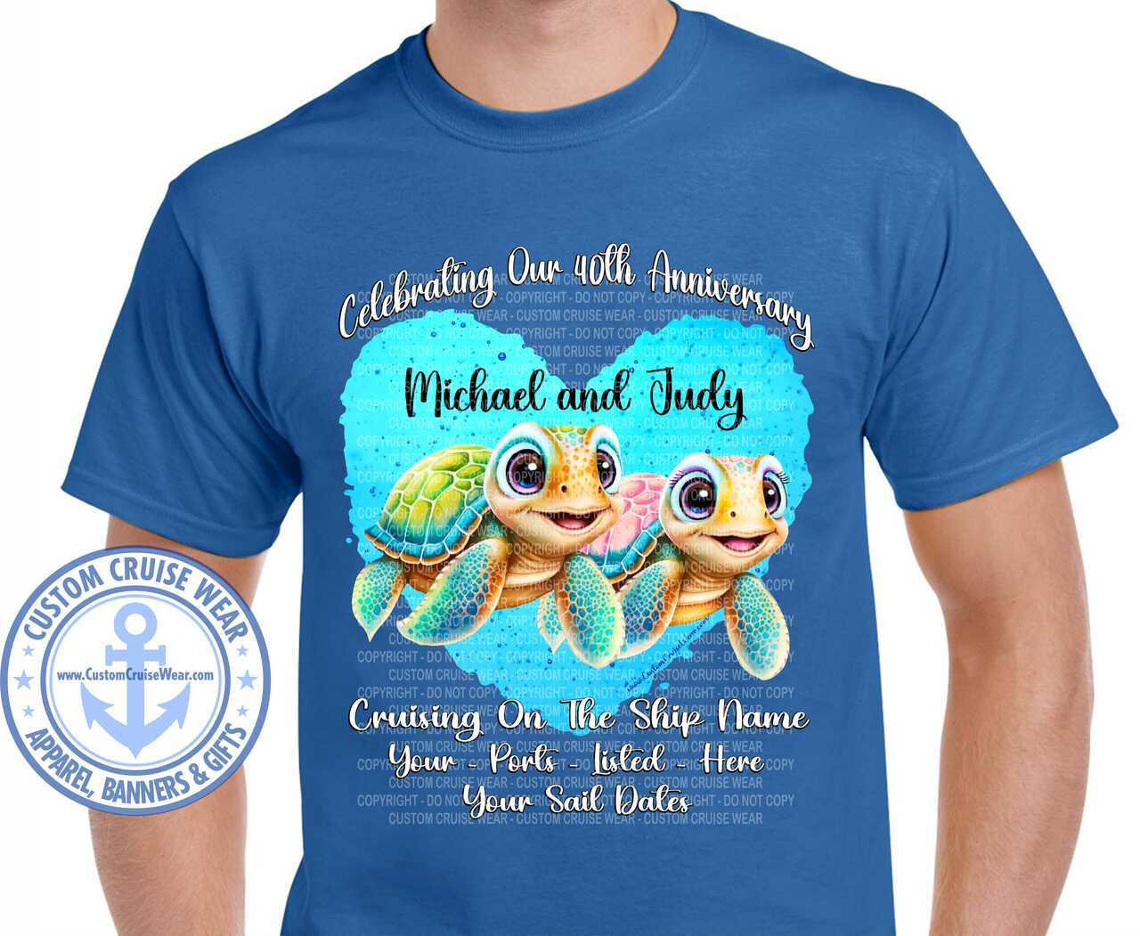 Anniversary Cute Turtles in Heart - Custom Cruise Wear
