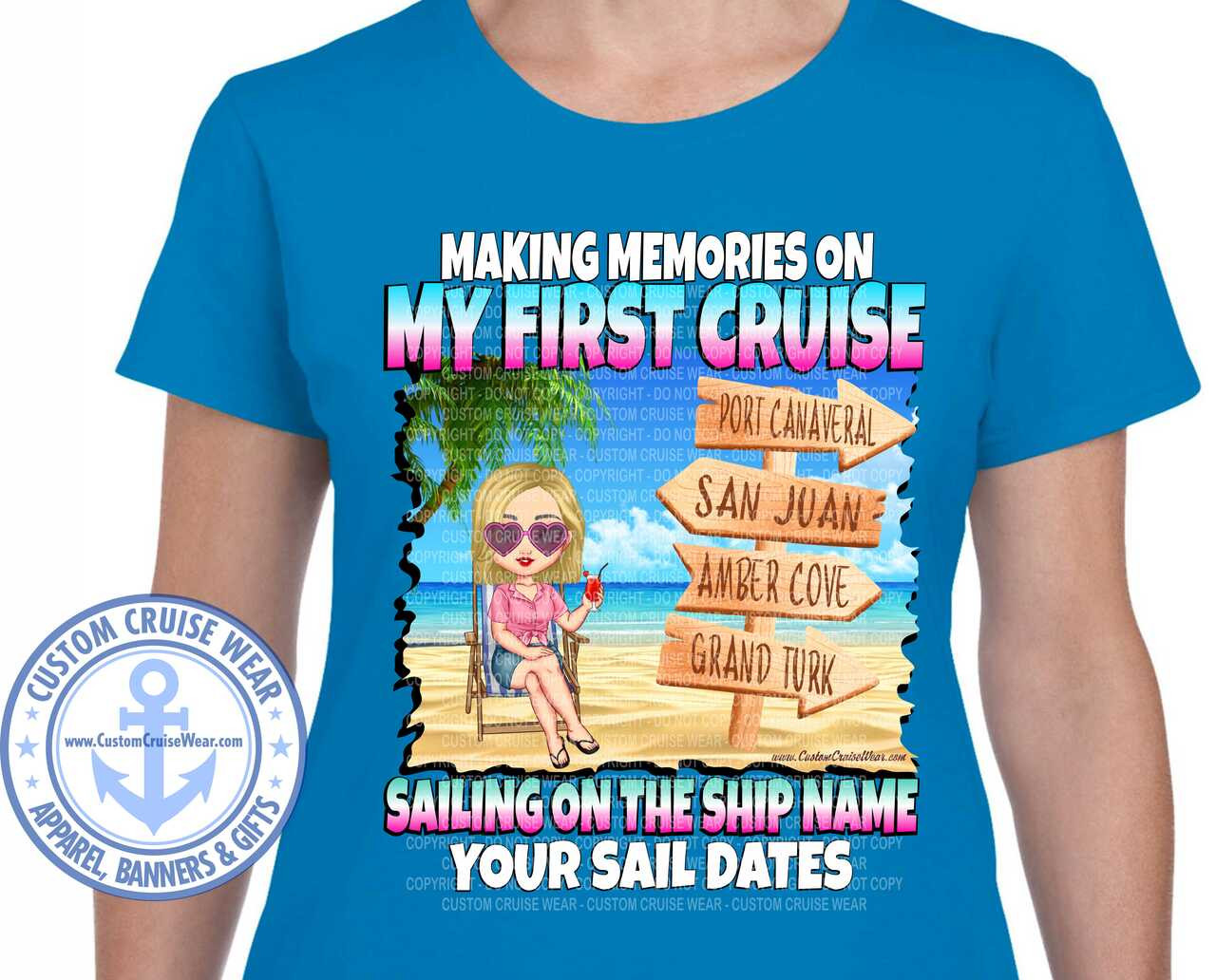 First Cruise Character with Directional Signs - Custom Cruise Wear