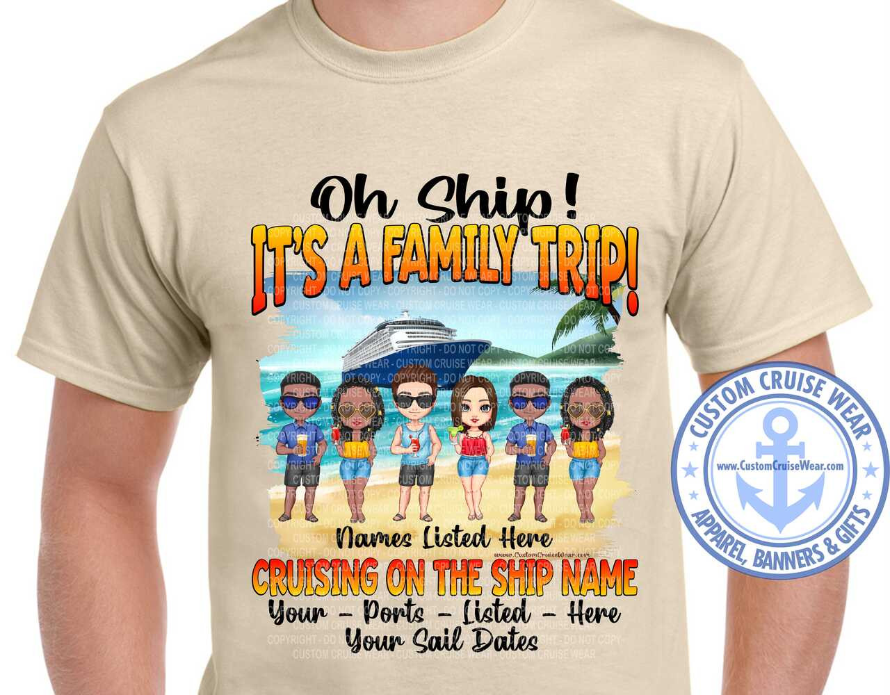 Oh Ship It's A Family Trip 6 Characters on Beach STANDING - Custom ...