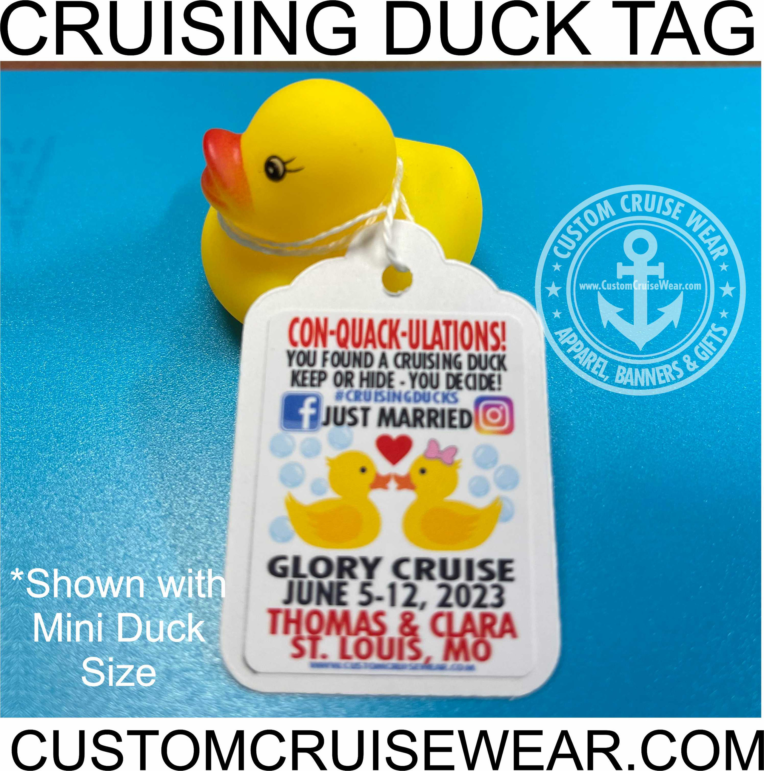 Set of Cruising Duck Tags - JUST MARRIED DUCKS - Custom Cruise Wear