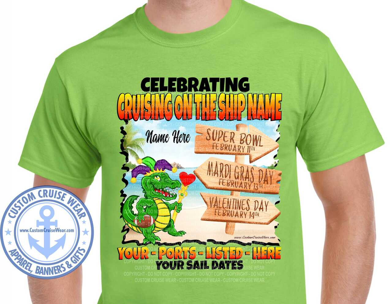 Super Bowl Valentine Mardi Gras Gator with Directional Signs - Custom ...