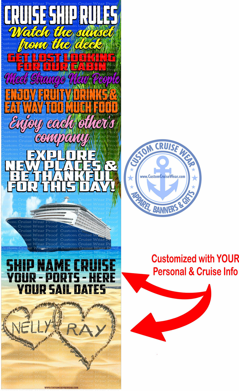 Cabin Door FLAG - Cruise Ship Rules Sunset - Custom Cruise Wear
