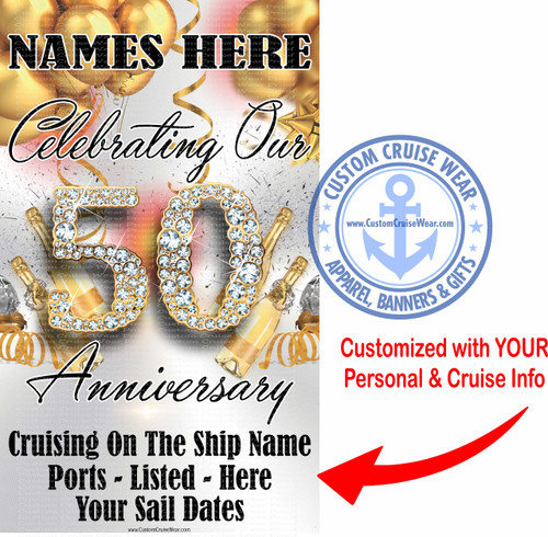 Anniversary Gold with Diamond Number Door Sign 18x30 with Magnets ...