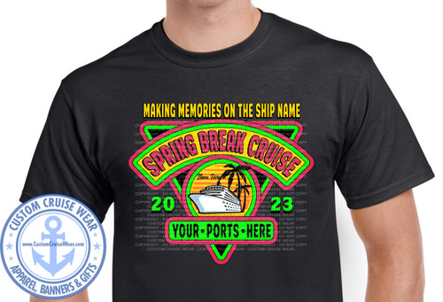 Spring Break Neon Ship with Palm Trees - Custom Cruise Wear
