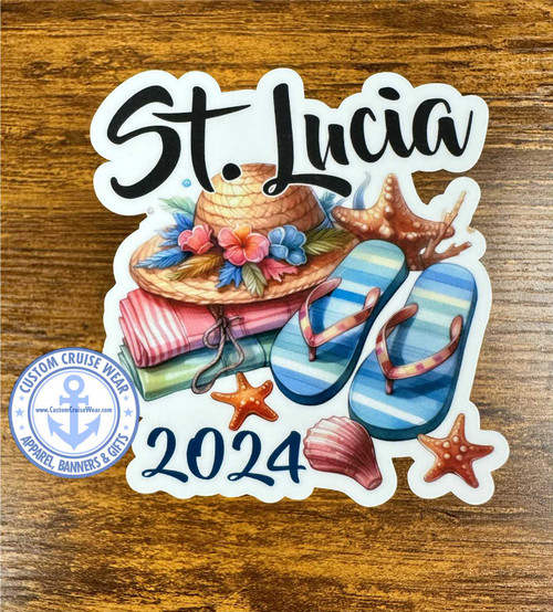 St. Lucia Hat with Flip Flops - You Pick The Year Printed On The ...