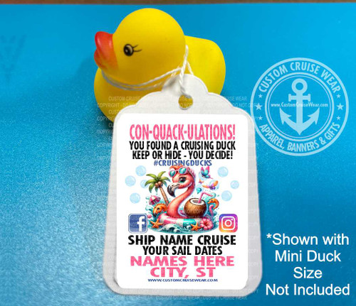 Set of Cruising Duck Tags - Flamingo in Floatie - Custom Cruise Wear