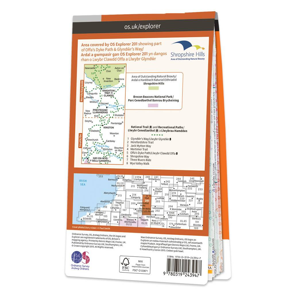 OS Map of Knighton & Presteigne | Explorer 201 Map | Ordnance Survey Shop