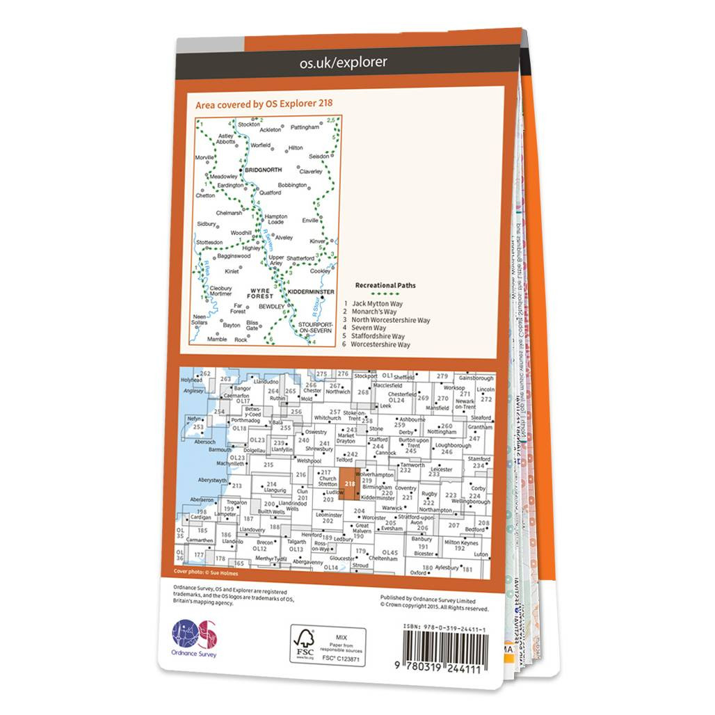 OS Map of Kidderminster & Wyre Forest Bridgnorth | Explorer 218 Map ...