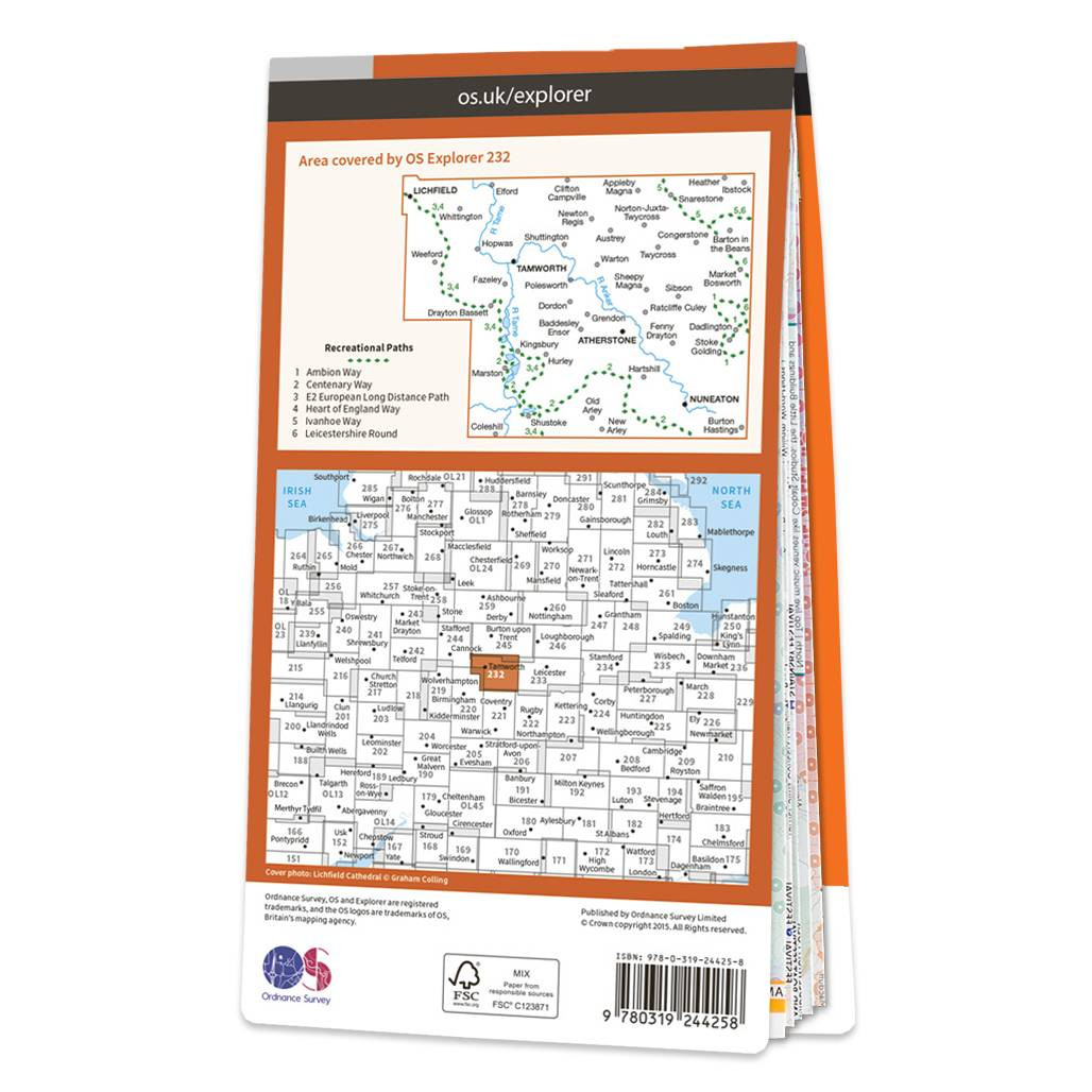 OS Map of Nuneaton & Tamworth | Explorer 232 Map | Ordnance Survey Shop