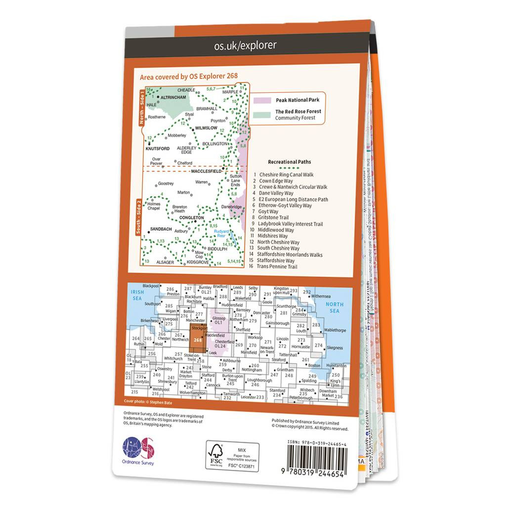 OS Map of Wilmslow, Macclesfield & Congleton | Explorer 268 Map ...