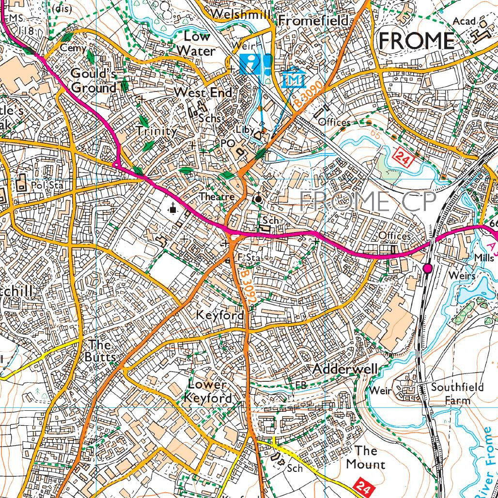 OS Map of Shepton Mallet & Mendip Hills East | Explorer 142 Map ...