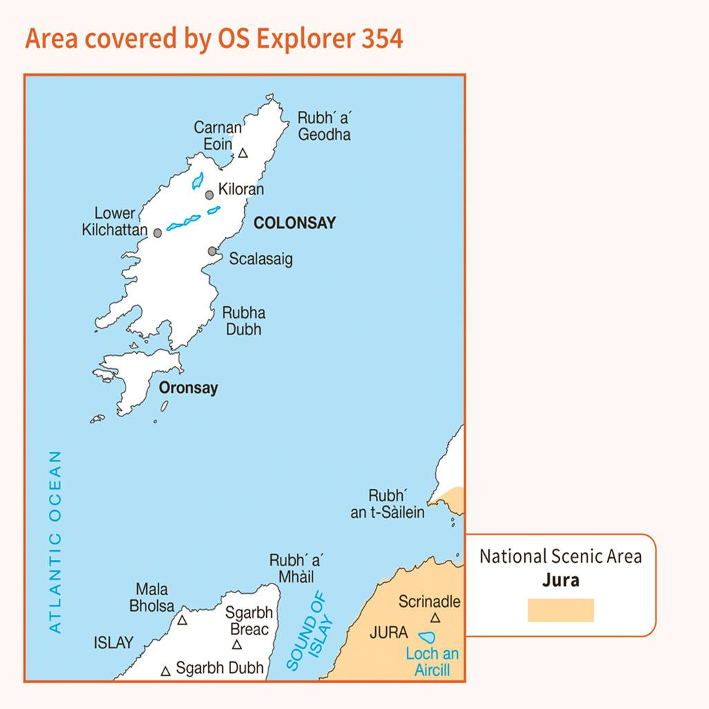 OS Map of Colonsay & Oronsay | Explorer 354 Map | Ordnance Survey Shop