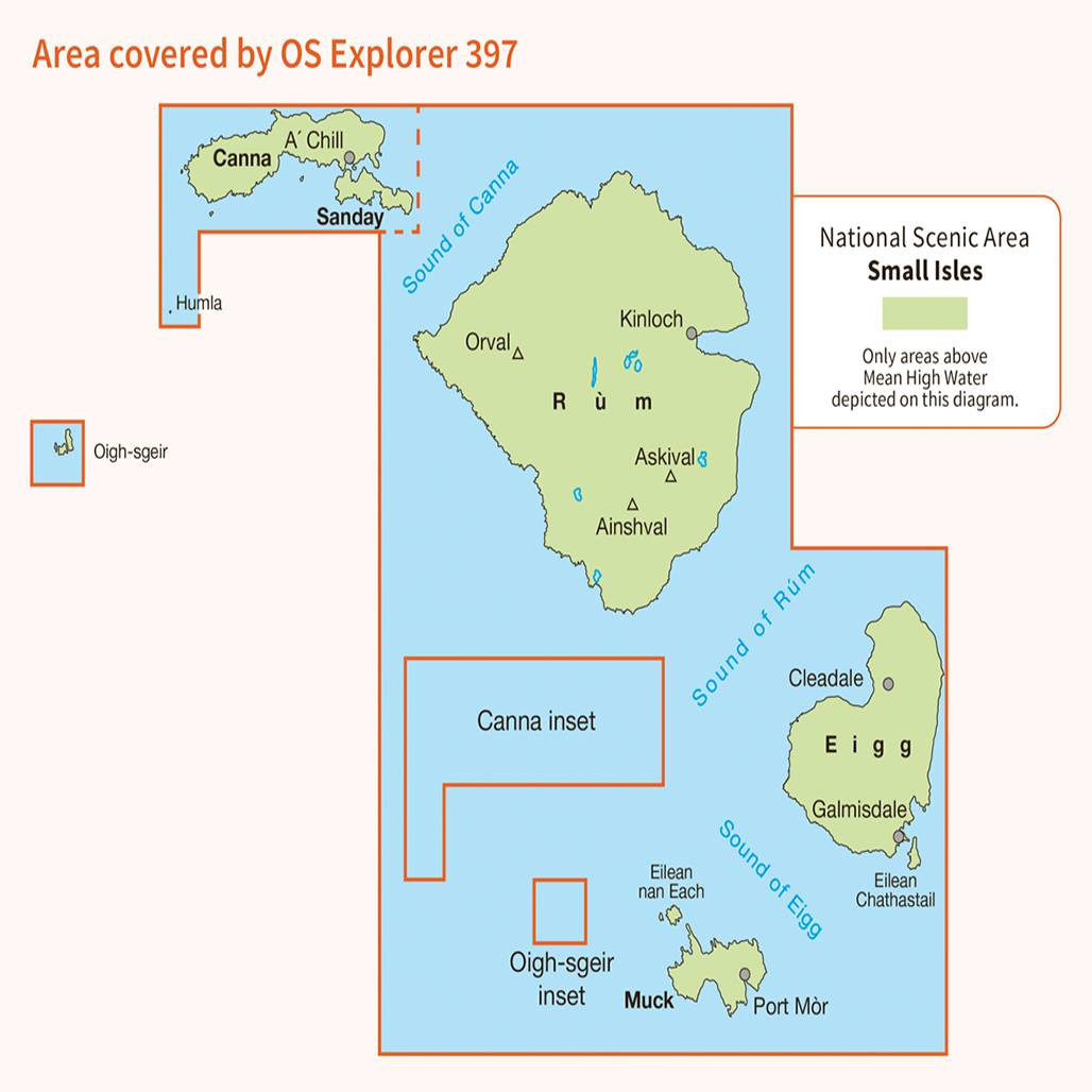 OS Map of Rùm, Eigg, Muck, Canna & Sanday | Explorer 397 Map | Ordnance ...
