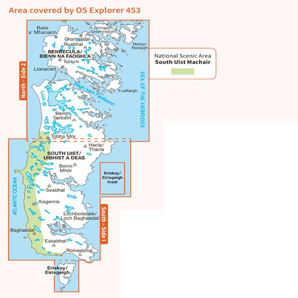 OS Map of Benbecula & South Uist, Eriskay | Explorer 453 Map | Ordnance ...