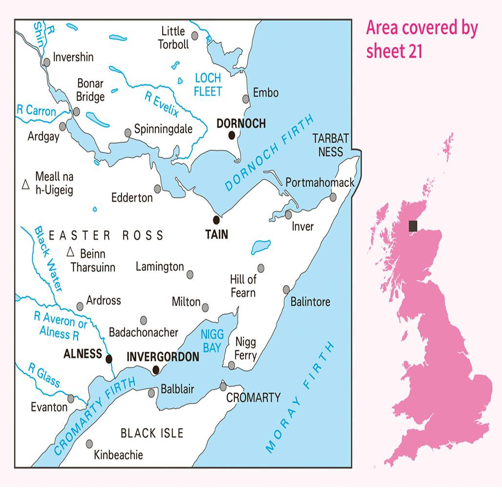 OS Map of Dornoch & Alness | Landranger 21 Map | Ordnance Survey Shop
