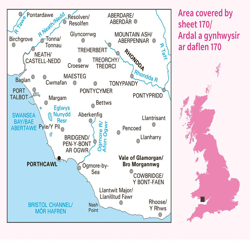 OS Map of Vale of Glamorgan West | Landranger 170 Map | Ordnance Survey ...