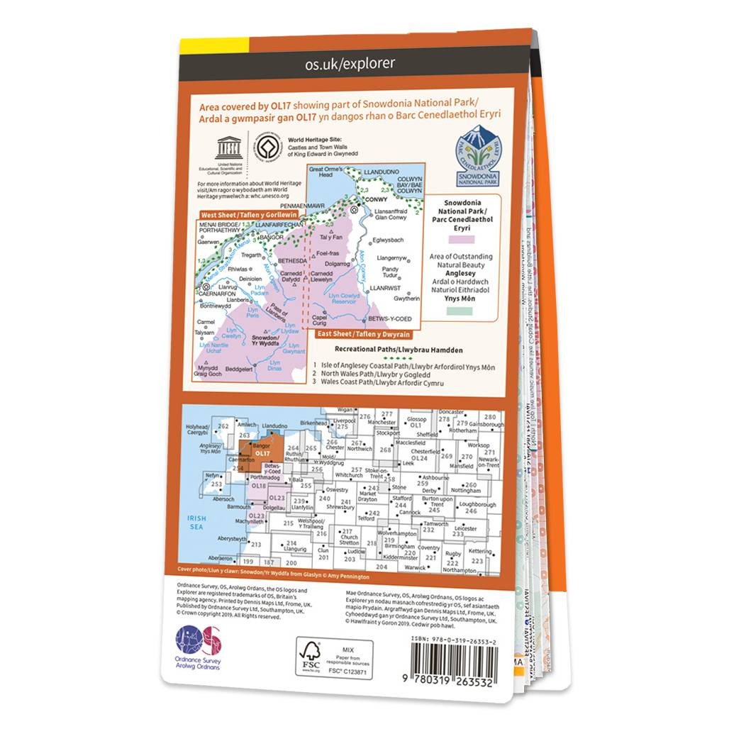 OS Map of Snowdon | Explorer OL17 Map | Ordnance Survey Shop
