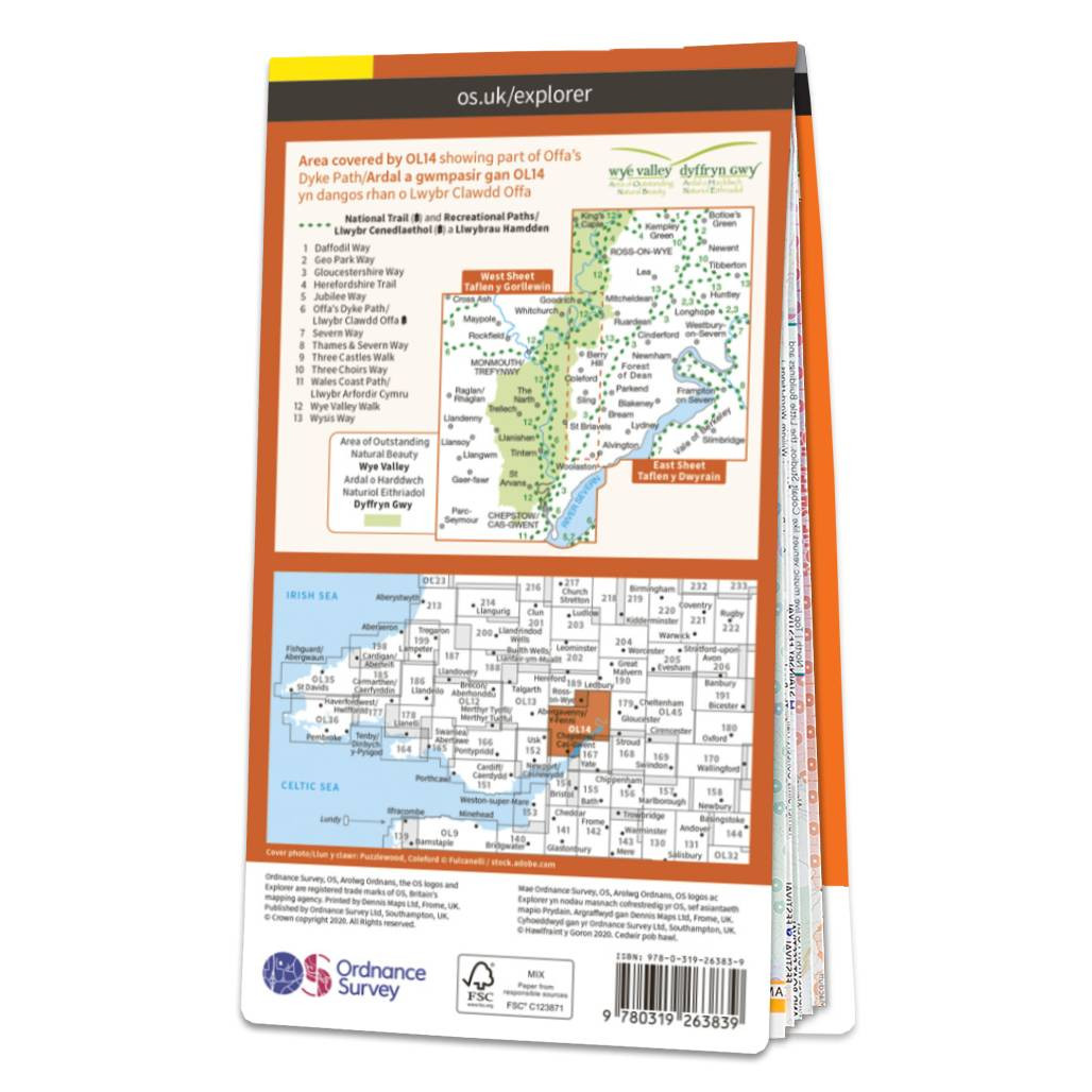 OS Map of Wye Valley & Forest of Dean | Explorer OL14 Map | Ordnance ...