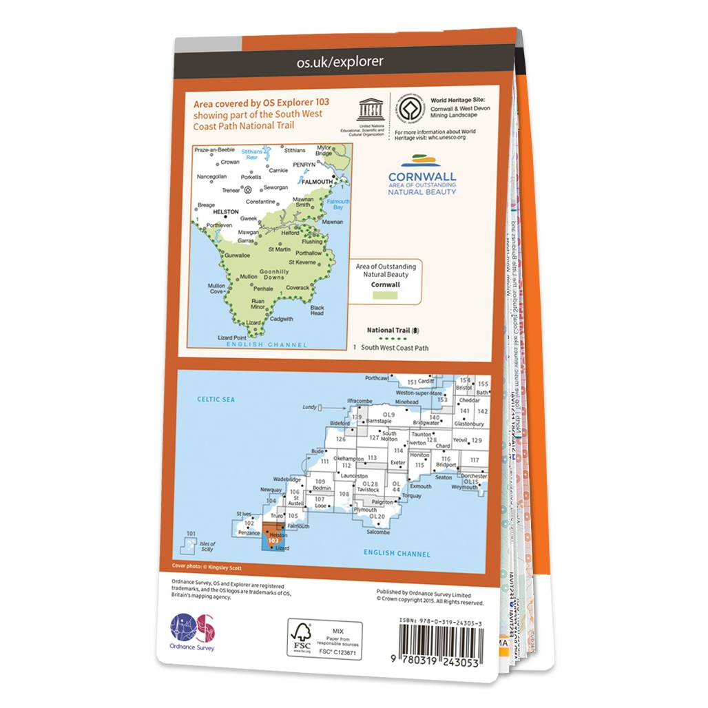 OS Map of The Lizard | Explorer 103 Map | Ordnance Survey Shop