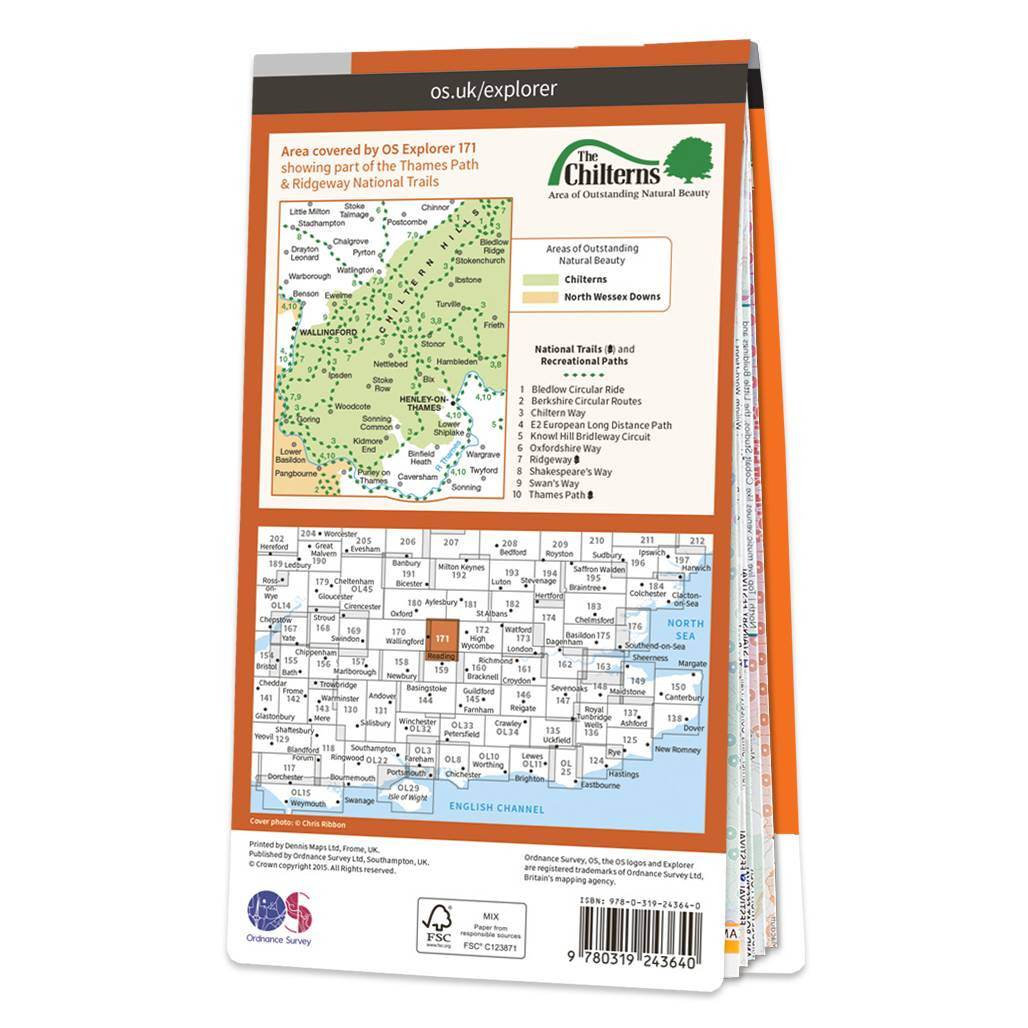 OS Map of Chiltern Hills East | Explorer 172 Map | Ordnance Survey Shop