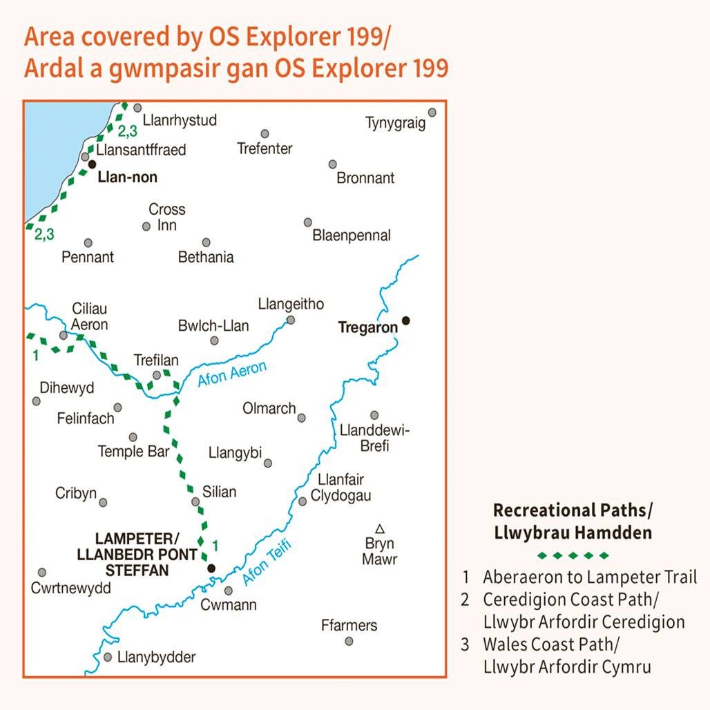 OS Map of Lampeter | Explorer 199 Map | Ordnance Survey Shop