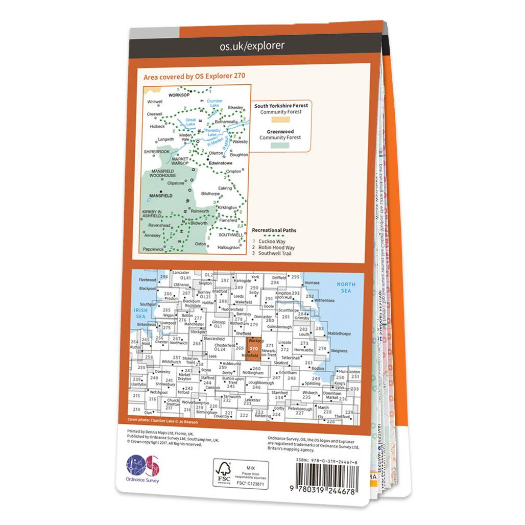 OS Map of Sherwood Forest | Explorer 270 Map | Ordnance Survey Shop