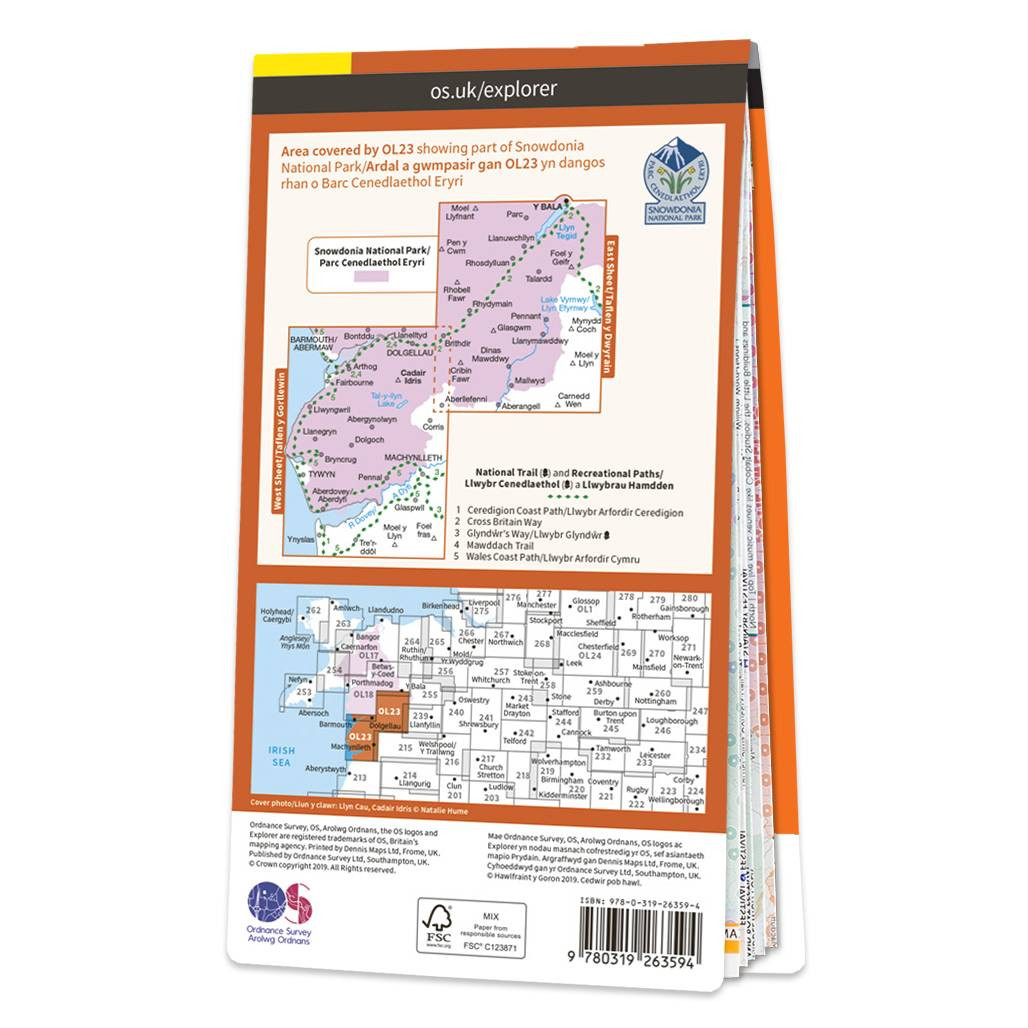 OS Map of Cadair Idris & Bala Lake | Explorer OL23 Map | Ordnance ...