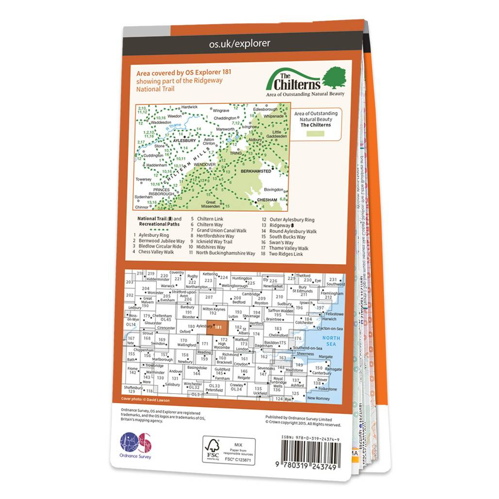 OS Map of Chiltern Hills East | Explorer 172 Map | Ordnance Survey Shop