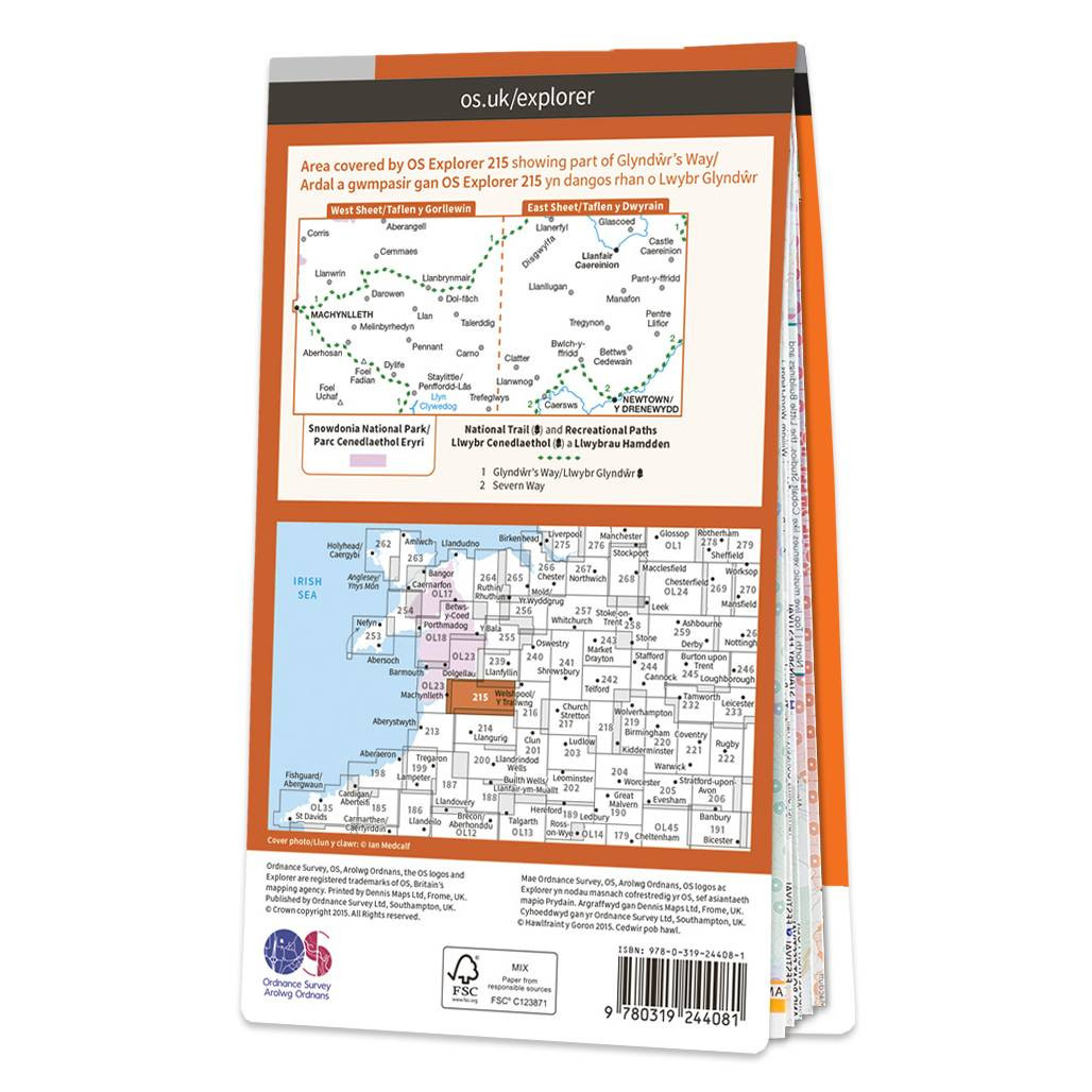 OS Map of Aberystwyth & Machynlleth | Landranger 135 Map | Ordnance ...