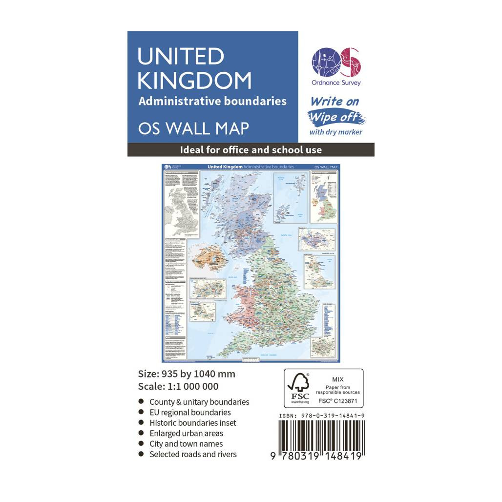 Flat maps, wall maps and poster maps from Ordnance Survey