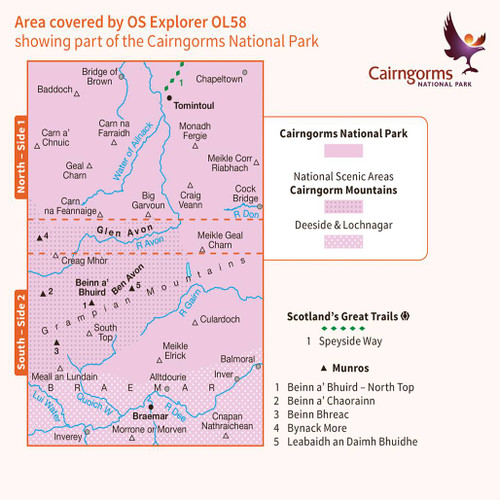OS Map of Braemar, Tomintoul & Glen Avon | Explorer OL58 Map | Ordnance ...