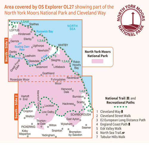 OS Map of North York Moors - Eastern area | Explorer OL27 Map ...