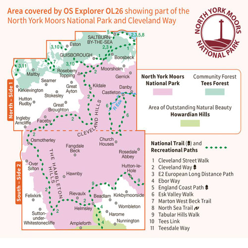 OS Map of North York Moors - Western area | Explorer OL26 Map ...