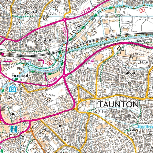OS Map of Taunton & Blackdown Hills | Explorer 128 Map | Ordnance ...