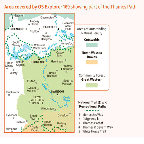 OS Map of Cirencester & Swindon | Explorer 169 Map | Ordnance Survey Shop
