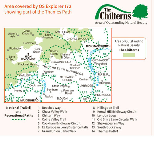 OS Map of Chiltern Hills East | Explorer 172 Map | Ordnance Survey Shop