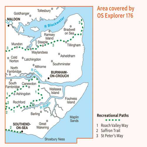 OS Map of Blackwater Estuary | Explorer 176 Map | Ordnance Survey Shop