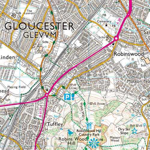 OS Map of Gloucester, Cheltenham & Stroud | Explorer 179 Map | Ordnance ...