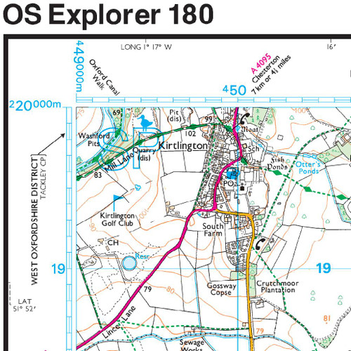 OS Map of Oxford - Witney & Woodstock | Explorer 180 Map | Ordnance ...