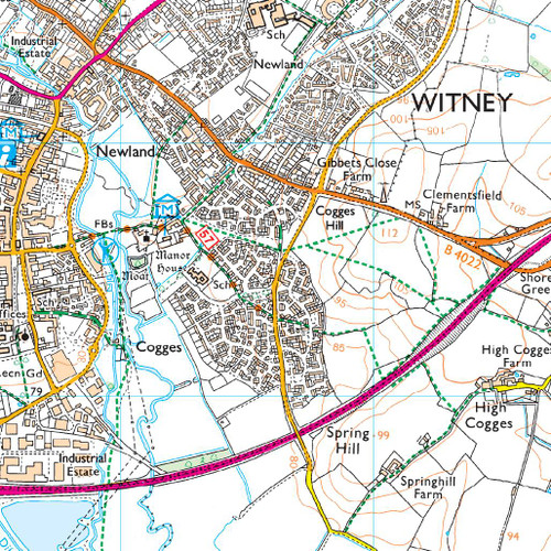 OS Map of Oxford - Witney & Woodstock | Explorer 180 Map | Ordnance ...