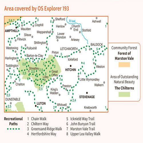 OS Map of Luton & Stevenage | Explorer 193 Map | Ordnance Survey Shop