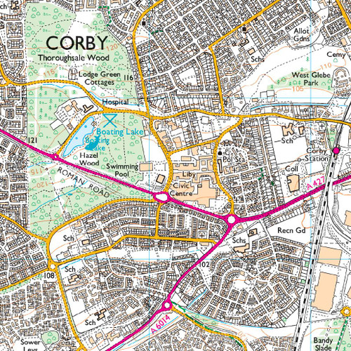 OS Map of Corby, Kettering & Wellingborough | Explorer 224 Map ...