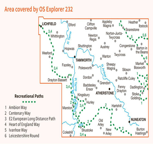 OS Map of Nuneaton & Tamworth | Explorer 232 Map | Ordnance Survey Shop