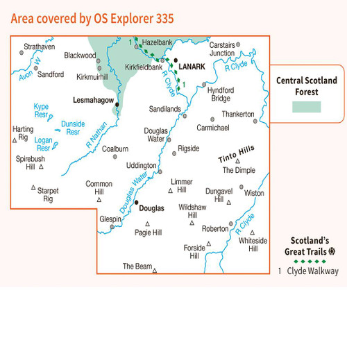 OS Map of Lanark & Tinto Hills | Explorer 335 Map | Ordnance Survey Shop