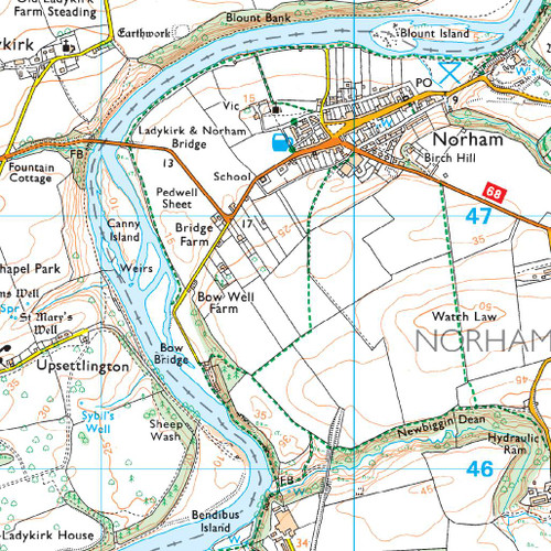 OS Map of Kelso, Coldstream & Lower Tweed Valley | Explorer 339 Map ...
